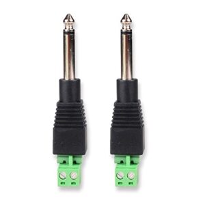 conwork 6.35mm / 1/4" audio mono male plugs to 2 screw terminal female microphone/speaker wire balum converter adapter (2-pack)