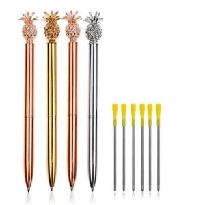 pineapple pens ballpoint pens + 6pcs 3.2'' ballpoint pen refills black ink (4pcs pineapple pens)