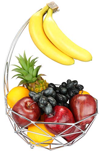 ROSYLINE Fruit basket banana hanger, removable banana hanger, home decoration (chrome)