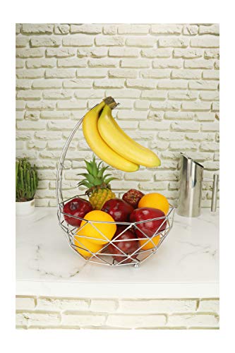 ROSYLINE Fruit basket banana hanger, removable banana hanger, home decoration (chrome)