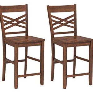 Amazon Brand – Ravenna Home Luna Rustic Wood Counter Stool, 40.5"H, Walnut (Set of 2)