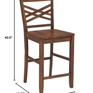 Amazon Brand – Ravenna Home Luna Rustic Wood Counter Stool, 40.5"H, Walnut (Set of 2)