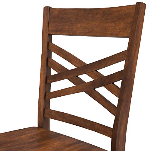 Amazon Brand – Ravenna Home Luna Rustic Wood Counter Stool, 40.5"H, Walnut (Set of 2)