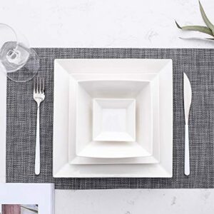 Porlien 24-Piece Classic Square Dinnerware Set for 6, Off White