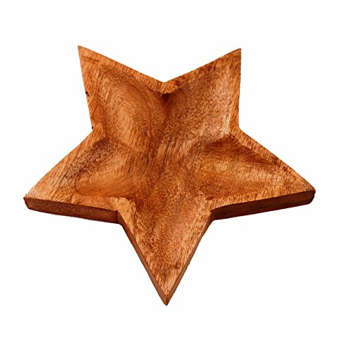 Purpledip Wooden Serving Tray/Platter 'Twinkling Star': Small Plate For Snacks, Cookies, Fruits Or Aftermints (11292)