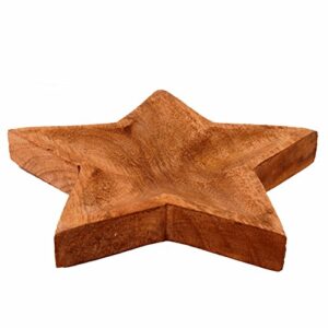 Purpledip Wooden Serving Tray/Platter 'Twinkling Star': Small Plate For Snacks, Cookies, Fruits Or Aftermints (11292)