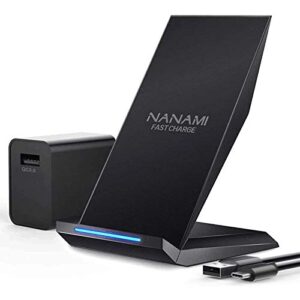 nanami fast wireless charger with usb phone charger, qi certified charging stand with qc3.0 adapter 7.5w compatible iphone 14/13/12/se 2020/11/xs,10w for samsung galaxy s23/s22/s21/s20/s10/note 20/10