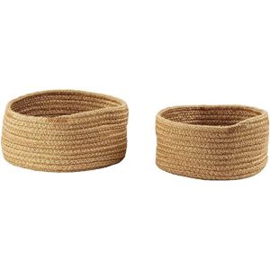 juvale woven baskets for storage, brown hemp rope basket (2 sizes, 2 pack)