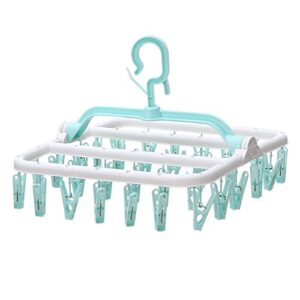 Wuyue Hua Swivel Hook 32 Pegs Drying Rack Clothes Hanger Multifunctional Folding Plastic Clothes Hanger for Underwear Socks Gloves