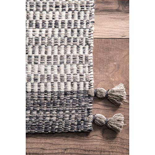 nuLOOM Jenson Braided Tassel Wool Area Rug, 8 ft 6 in x 11 ft 6 in, Grey