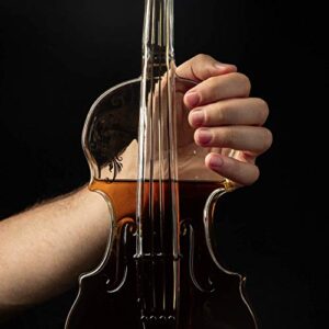 Glass Violin Decanter, Mahogany Base - The Wine Savant 1000 ML Glass Decanter For Whiskey, Scotch, Spirits, Wine Or Vodka For Music Lovers.