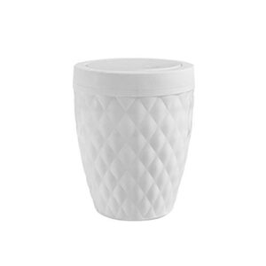 addis 518030 diamond style round swing lid bathroom bin, white