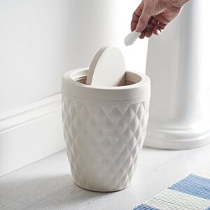 Addis 518030 Diamond Style Round Swing Lid Bathroom Bin, White