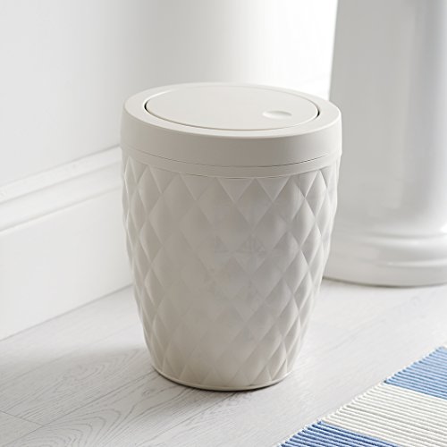 Addis 518030 Diamond Style Round Swing Lid Bathroom Bin, White