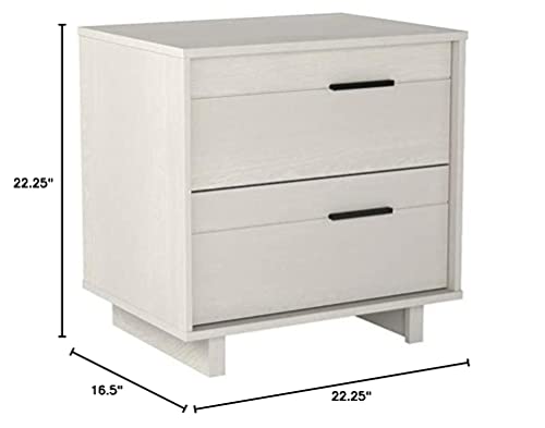 South Shore Fynn 2-Drawer Nightstand, Winter Oak, 16.5D x 22.25W x 22.25H in