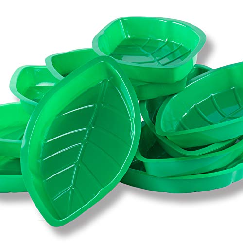 Palm Leaf Hawaii Style Food Reusable Snack Tray, Cookies, Chips, Candy Dip for Jungle Island Themed Party Decorations Platter (12 Pack, 11.75" x 8.5" Inches) by Super Z Outlet