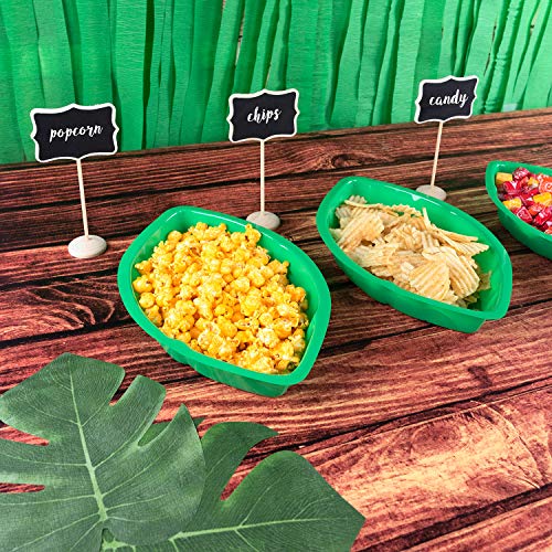 Palm Leaf Hawaii Style Food Reusable Snack Tray, Cookies, Chips, Candy Dip for Jungle Island Themed Party Decorations Platter (12 Pack, 11.75" x 8.5" Inches) by Super Z Outlet