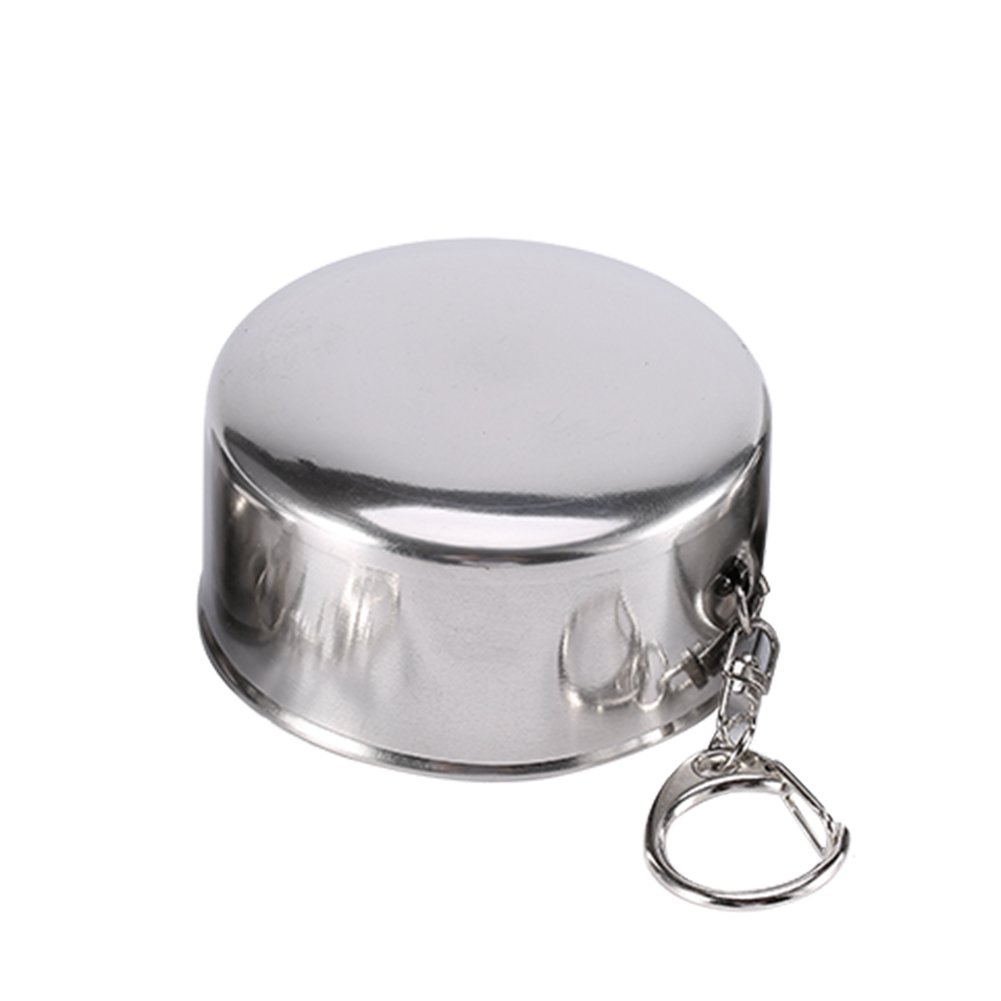 Travel Folding Cup S/M/L Stainless Steel Cup Camp Keychain Design Retractable Telescopic Collapsible Cup(L)