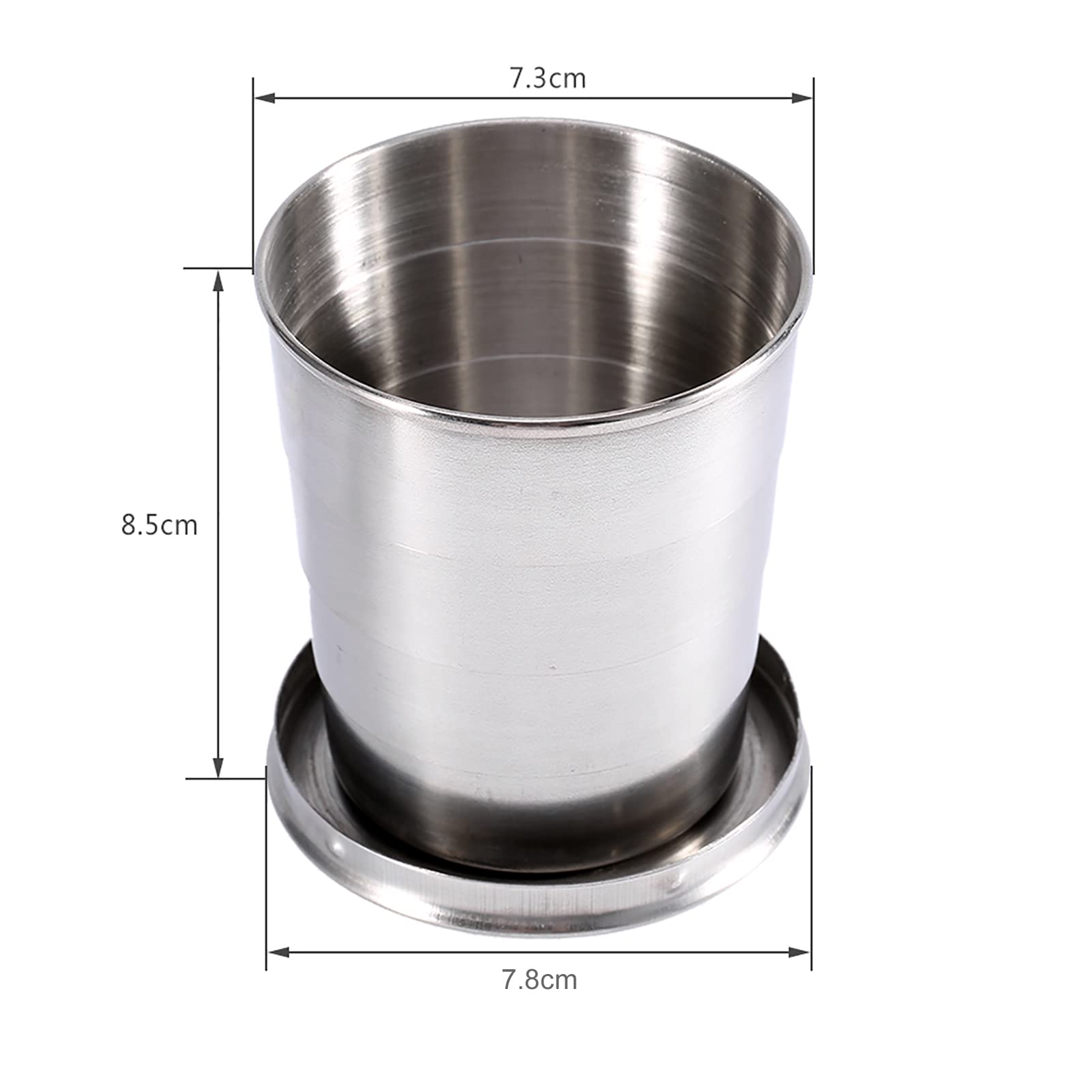 Travel Folding Cup S/M/L Stainless Steel Cup Camp Keychain Design Retractable Telescopic Collapsible Cup(L)