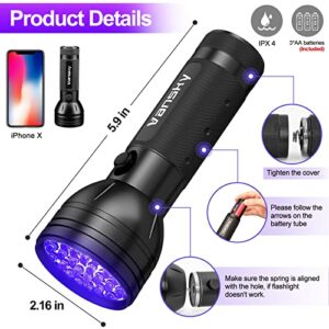 Vansky Black Light UV Flashlight, 2023 Upgraded 51 LED Blacklight Pet Urine Detector for Dog/Cat Urine, Dry Stains, Bed Bug, Matching with Pet Odor Eliminator(Batteries are Included)