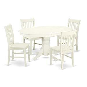 East West Furniture AVNO5-LWH-W Kitchen Set, 5 Pieces, Linen White