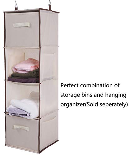 Amelitory Storage Bins Foldable Cube Organizer Fabric Drawer Set of 2 Beige