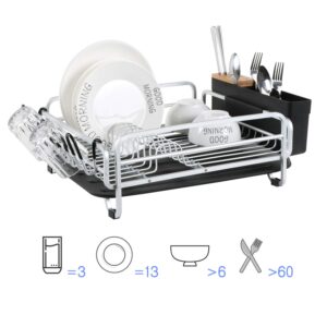 Kingrack Aluminum Dish Drying Rack,Large Dish Rack and Drain Board Set,Kitchen Dish Rack