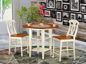 east west furniture suke3h-bmk-w dining set, medium