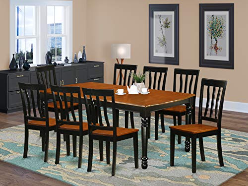 East West Furniture DOAN9-BCH-W Dining Set, 9 Pieces