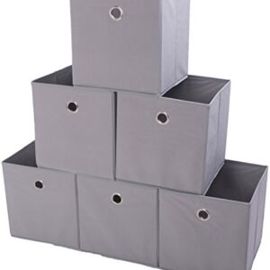 Amelitory Storage Bins Foldable Cube Organizer Fabric Drawer Set of 6 Gray