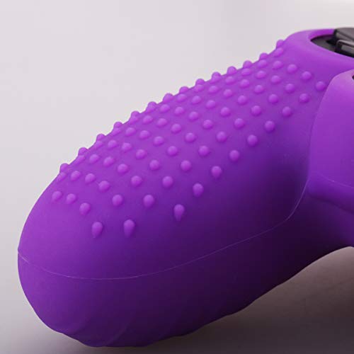 YoRHa Studded Dots Silicone Rubber Gel Customizing Cover for Sony PS4/slim/Pro Dualshock 4 Controller x 1(Orange&Purple) with Pro Thumb Grips x 8