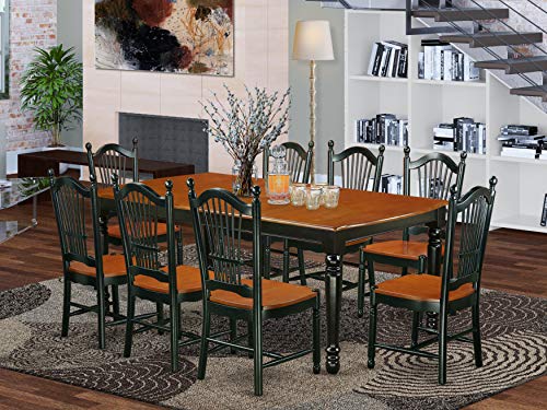 East West Furniture DOVE9-BCH-W Dining Set, 9 Pieces, Black/Cherry