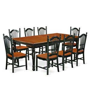 East West Furniture DOVE9-BCH-W Dining Set, 9 Pieces, Black/Cherry