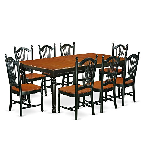 East West Furniture DOVE9-BCH-W Dining Set, 9 Pieces, Black/Cherry