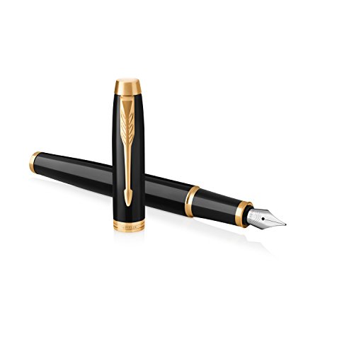 Parker IM Fountain Pen Kit, Black Lacquer with Gold Trim, Ink Bottle Refill, Ink Cartridge Refills, Ink Bottle Converter