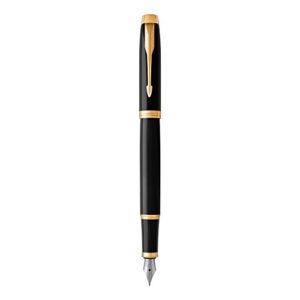 Parker IM Fountain Pen Kit, Black Lacquer with Gold Trim, Ink Bottle Refill, Ink Cartridge Refills, Ink Bottle Converter