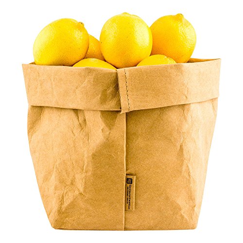 Restaurantware DuraLux 6.3 x 9.8 Inch Washable Grocery Bag, 1 Heavy-Duty Paper Bag Flower Pot - Reusable, Store Produce Or Plants, Kraft Paper Eco-Friendly Shopping Bag, For Organizing Pantries Or Kitchens, Small