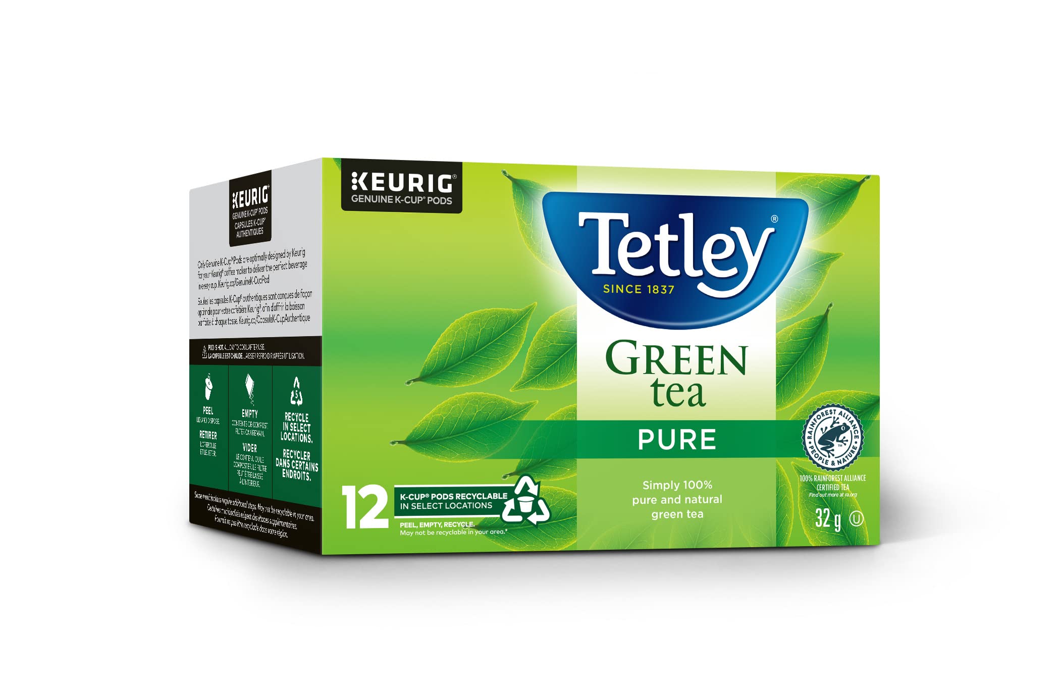 12 Pack Single Serve Tetley Green Tea K-Cup Pods