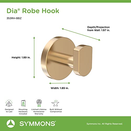 Symmons 353RH-BBZ Dia Wall-Mounted Robe Hook in Brushed Bronze