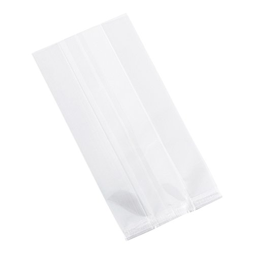 Restaurantware Bag Tek 4 x 2.3 x 8 Inch Gusset Bags, 100 Heat Sealable Candy Bags - Food Safe, Package Popcorn or Cookies, Clear Plastic Treat Bags, For Party Favors, Snacks, or Baked Goods,