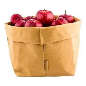 duralux 7.8 x 9.8 inch washable grocery bag, 1 heavy-duty paper bag flower pot - reusable, store produce or plants, kraft paper eco-friendly shopping bag, for organizing pantries or kitchens