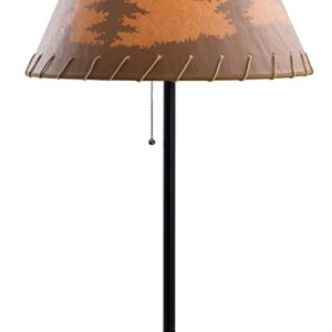 Catalina Lighting 58" Lodge Floor Lamp with Printed Pattern on Oil Paper Shade, Rope Stitched Trim and Pull Chain Switch