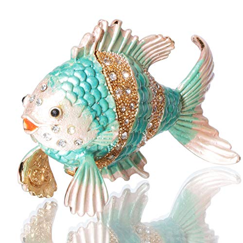 Waltz&F Tropical fish Trinket Box Hinged Hand-painted Animal Figurine Collectible Ring Holder