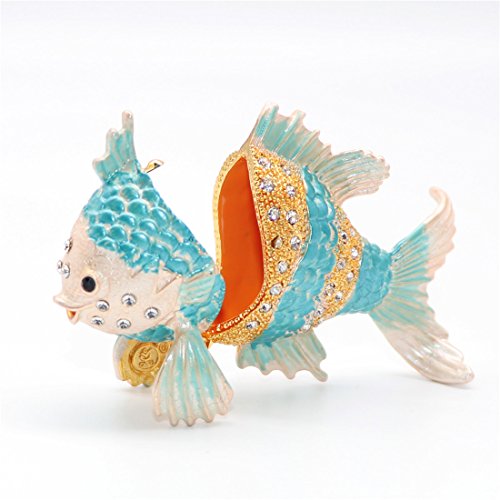 Waltz&F Tropical fish Trinket Box Hinged Hand-painted Animal Figurine Collectible Ring Holder