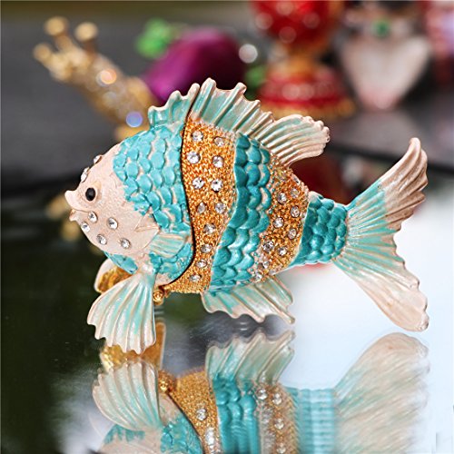 Waltz&F Tropical fish Trinket Box Hinged Hand-painted Animal Figurine Collectible Ring Holder