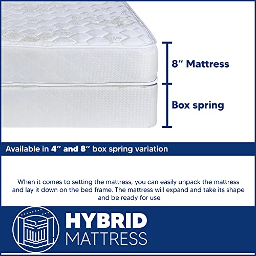 Greaton Gentle Firm Tight top Innerspring 4" Wood Split Box Spring/Foundation for Mattress Set, Full, Beige