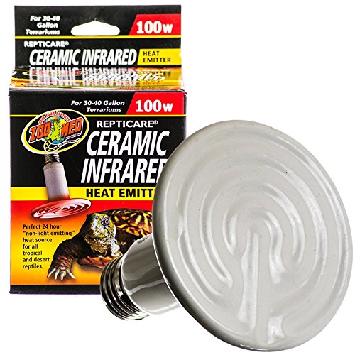 Zoo Med ReptiCare Ceramic Infrared Heat Emitter 100 watt, for 30-40 Gallon Terrarium use Bundle with Carolina Custom Cages' Chlorhexidine Solution 2%; 1 Refill Makes 32 oz. of Working Solution