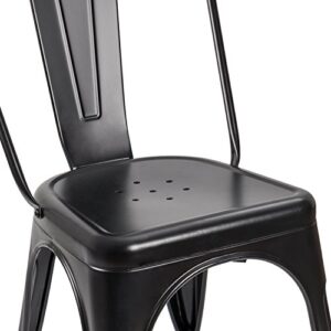 JUMMICO Iron Metal Dining Chair Stackable Indoor-Outdoor/Classic/Chic Industrial Vintage Chairs Bistro Kitchen Cafe Side Chairs with Back Set of 4 (Black)