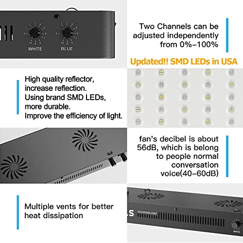 WILLS Aquarium Lights Dimmable Full Spectrum 165W Fish Tank LED Planted Aquarium Lights for Freshwater Saltwater LED Coral Reef(21.3"x6.7"x2.4")