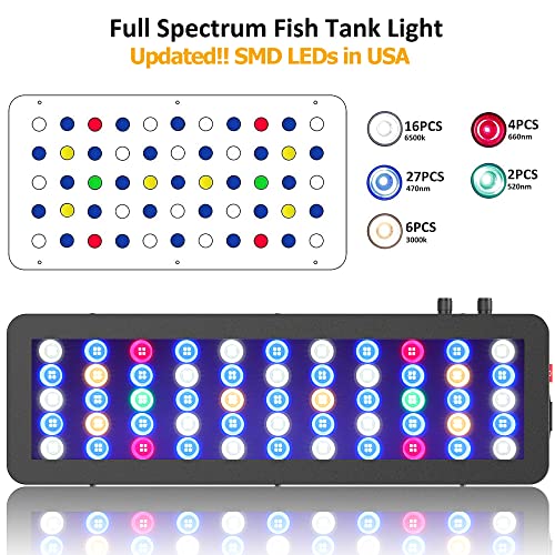 WILLS Aquarium Lights Dimmable Full Spectrum 165W Fish Tank LED Planted Aquarium Lights for Freshwater Saltwater LED Coral Reef(21.3"x6.7"x2.4")